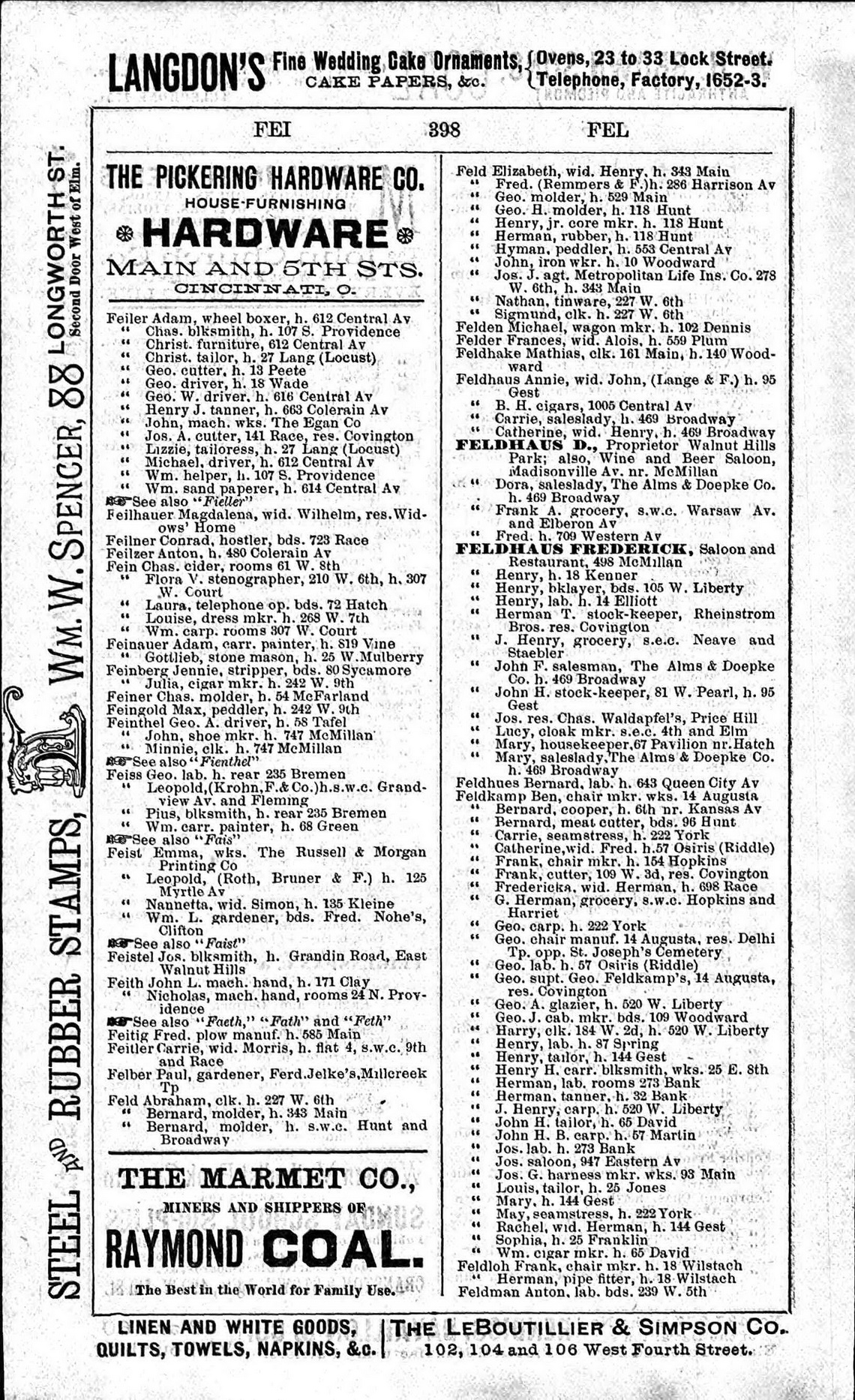 City Directories: Williams Cincinnati Directory(Feldman) - 1891a ...